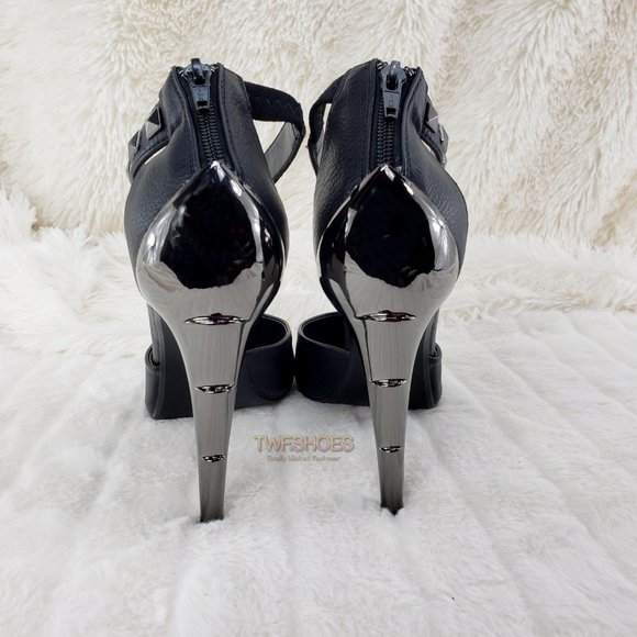 Demonia | Shoes | Chrome Lightning Bolt High Heels Pointy Toe Pumps ...